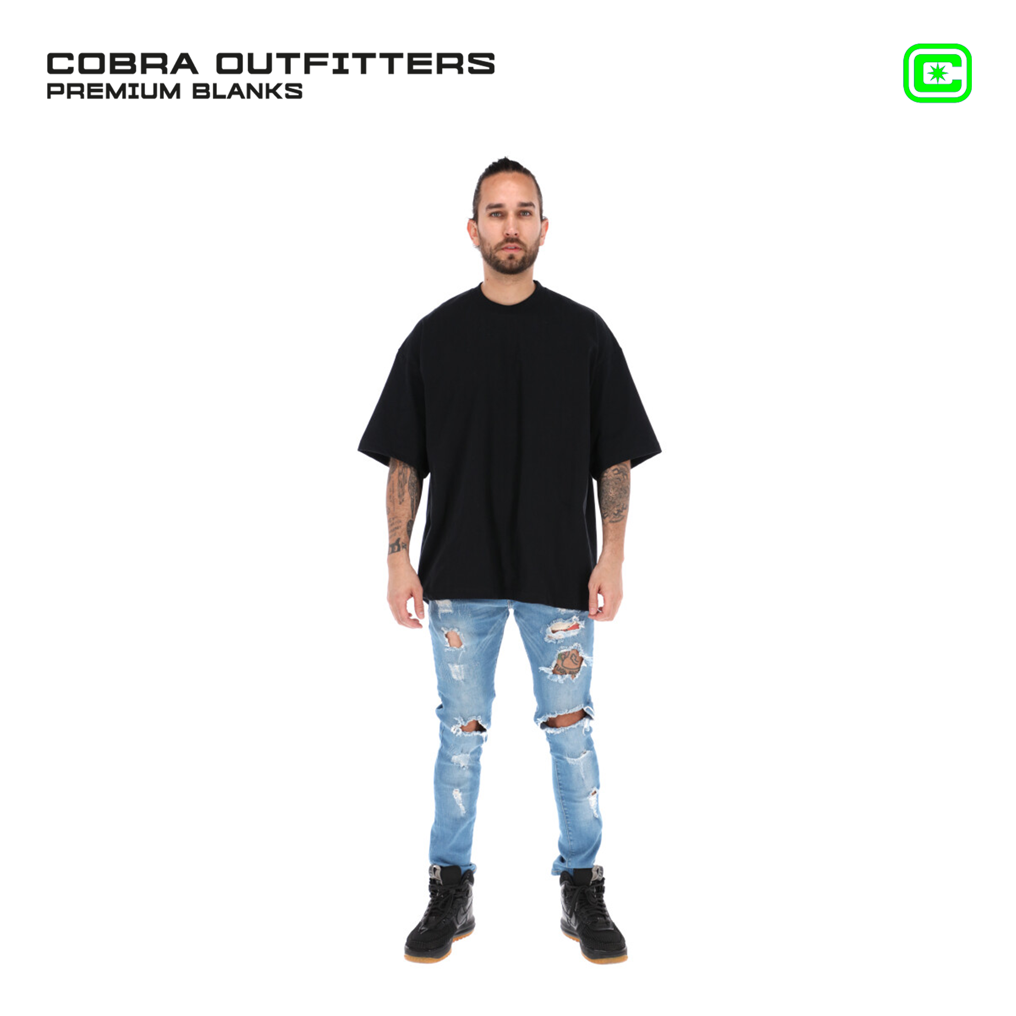 T-SHIRT NEGRO OVERSIZED 240 GSM 100% ALGODÓN HEAVYWEIGHT COTTON – COBRA STUDIO Supply Co.